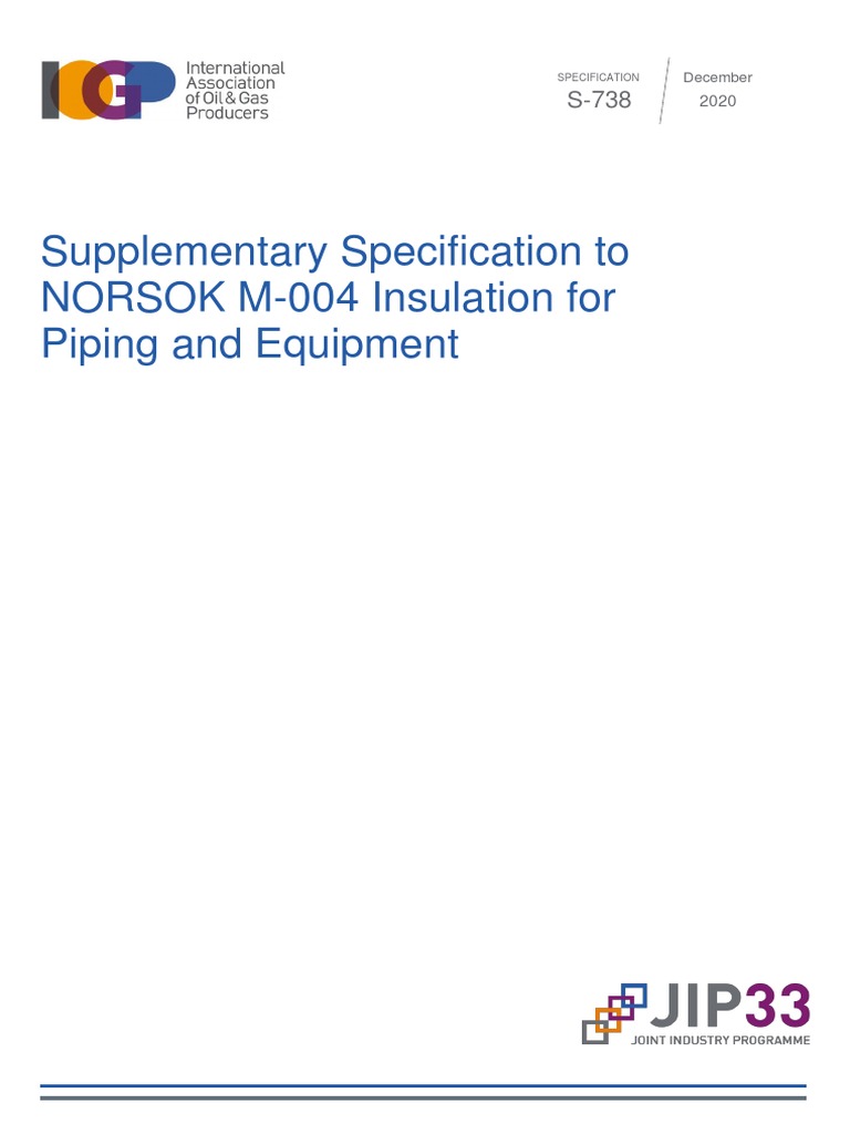 Supplementary Specification To NORSOK M-004 Insulation For Piping and Equipment | PDF ...