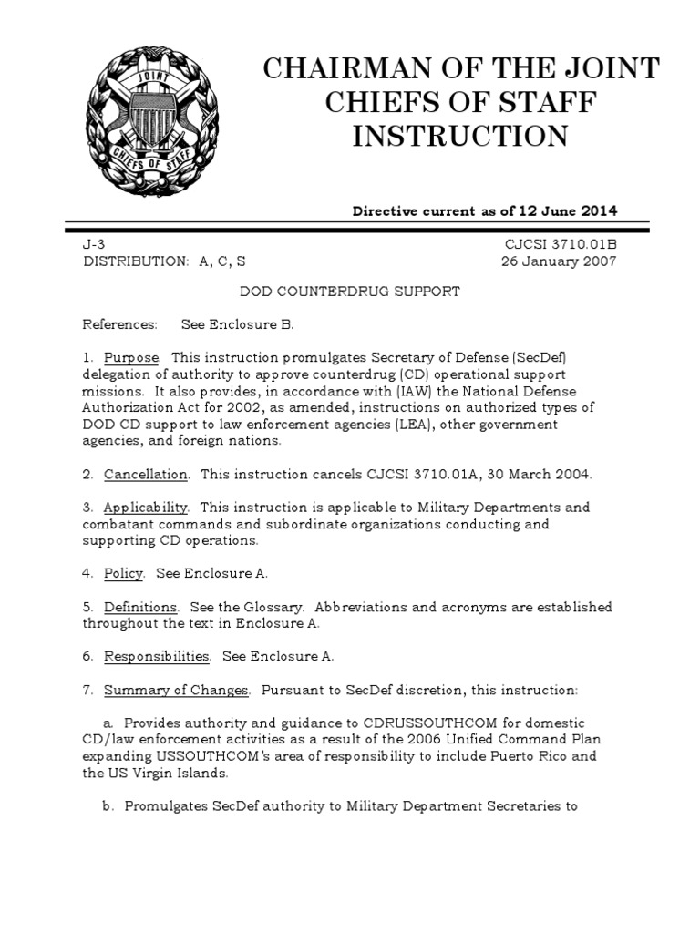Cjcsi 3710.01B | PDF | United States Department Of Defense | United ...
