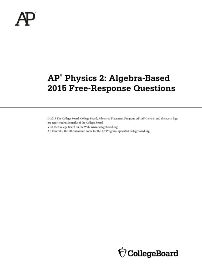 AP Physics 2: Algebra-Based 2015 Free-Response Questions | PDF | Electronvolt | Quantity