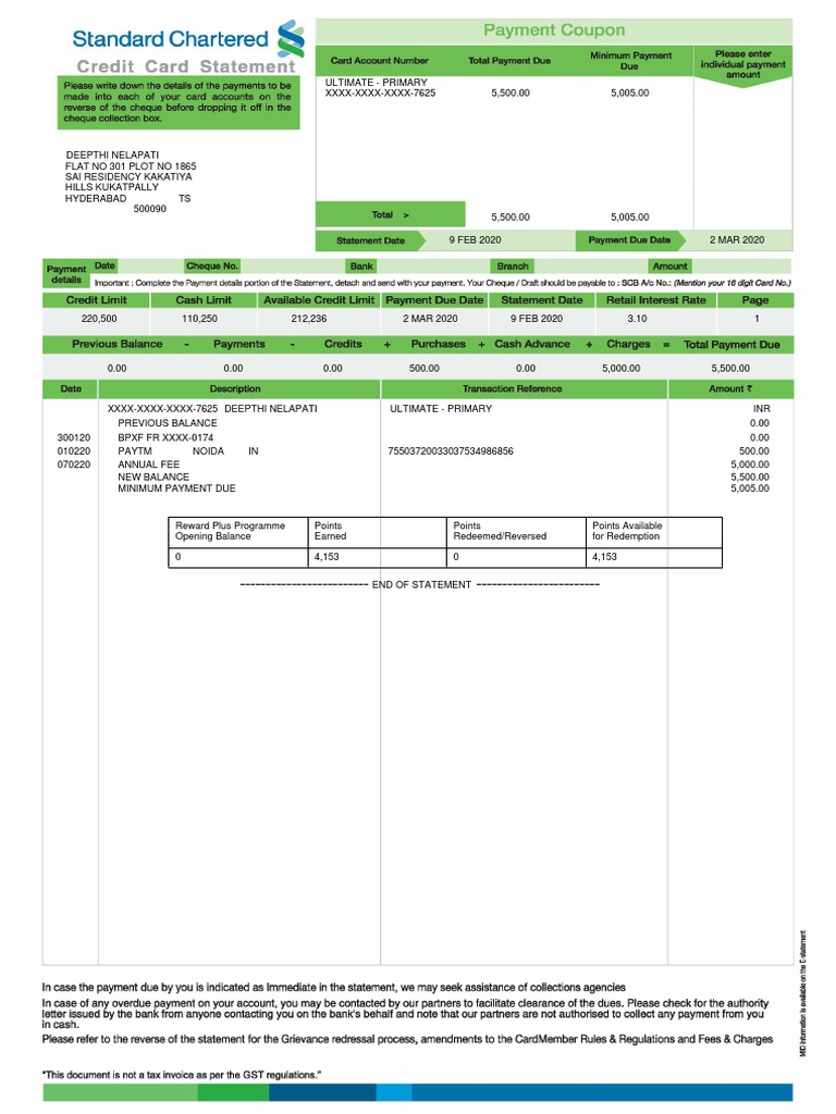 E Statement | PDF | Cheque | Credit Card