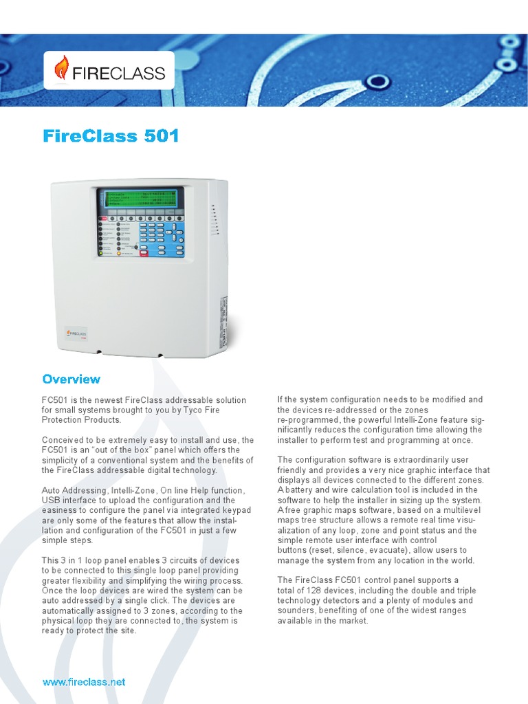 UK FireClass FC501 Data Sheet | PDF | Power Supply | Usb