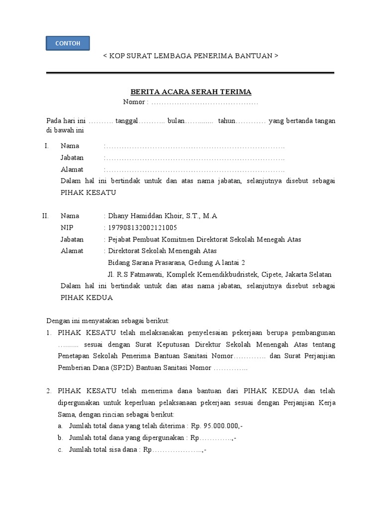 00 Contoh Format BAST | PDF