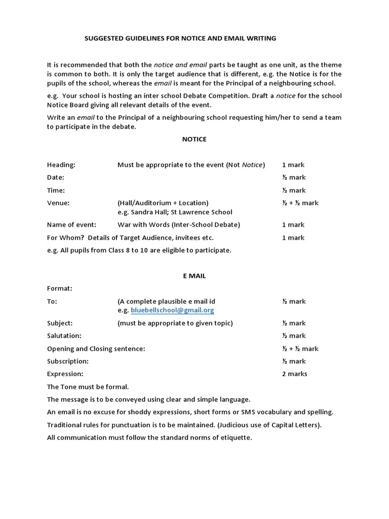 Email and Notice Writing | PDF | Question | Human Communication