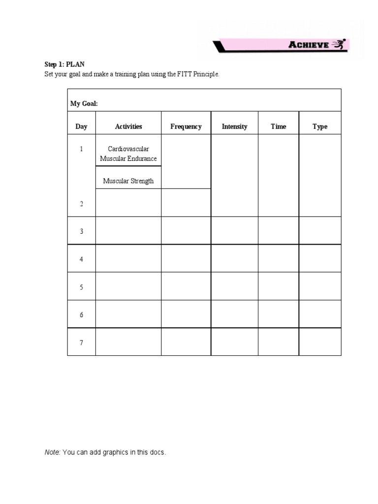 A Week-Long Fitness Plan Using the FITT Principle | PDF | Strength ...