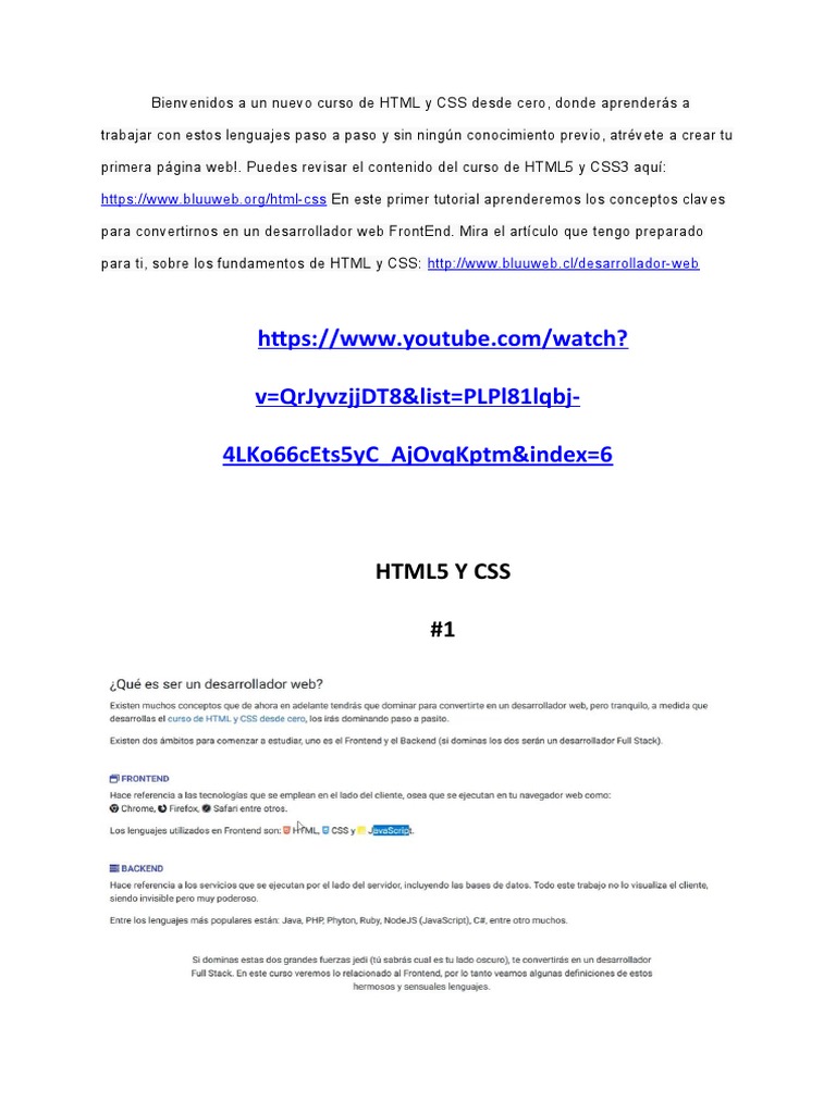 Bienvenidos A Un Nuevo Curso de HTML y CSS Desde Cero | PDF | HTML ...