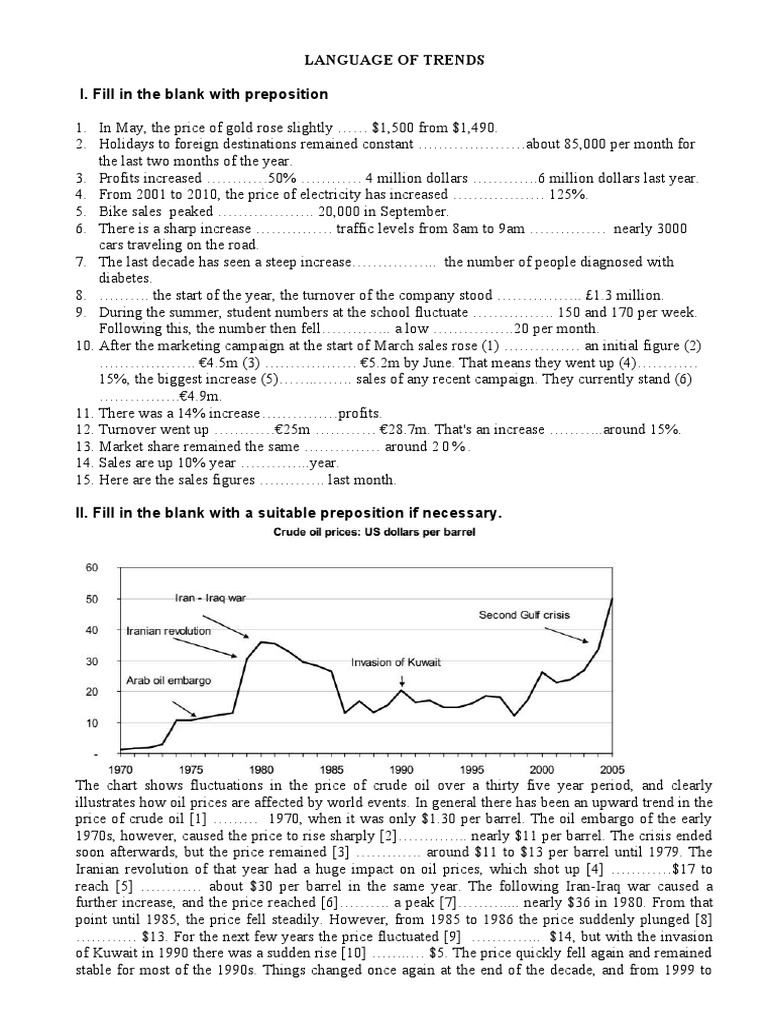 Language of Trends - Using Preposition | PDF | Price Of Oil | Noun