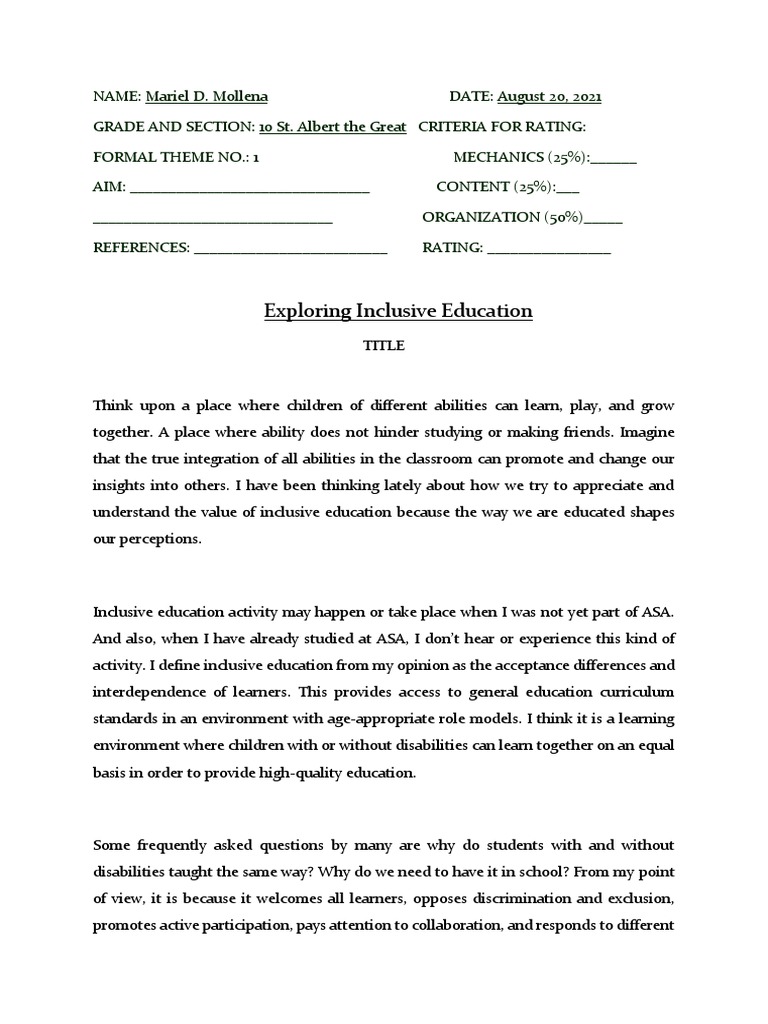 Exploring Inclusive Education | PDF | Inclusion (Education) | Behavior Modification