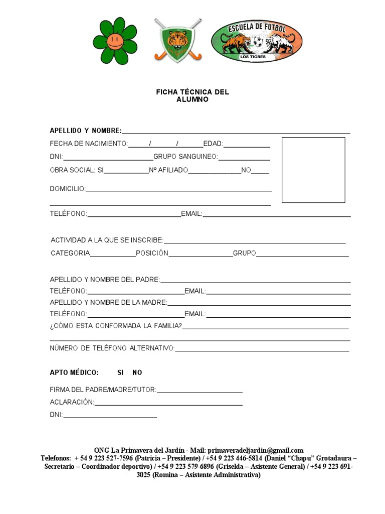 Ficha de Inscripcion Futbol | PDF