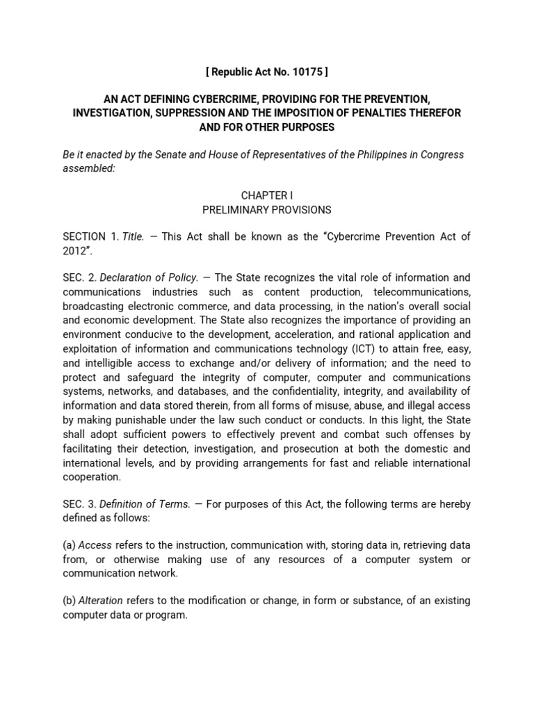 Cybercrime Prevention Act | PDF | Computer Security | Security
