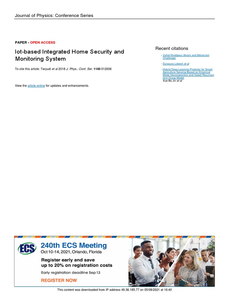 Iot-Based Integrated Home Security and Monitoring System | PDF ...