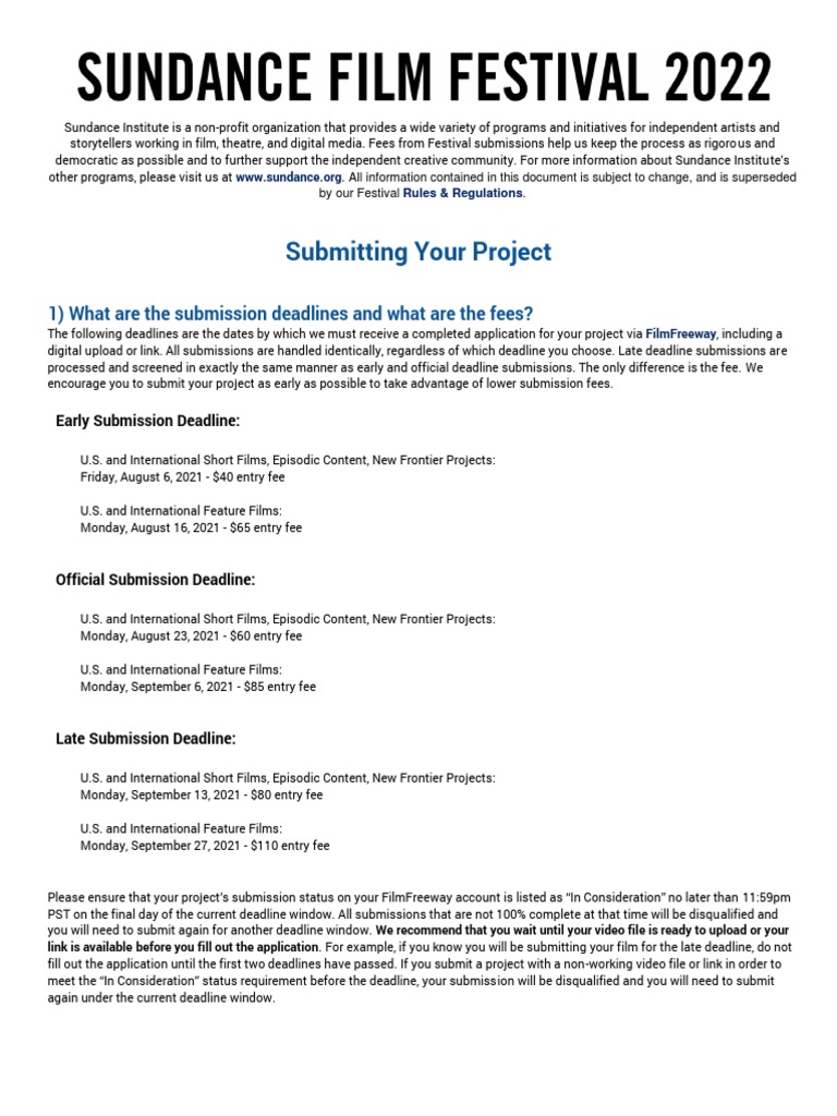 Submitting Your Project: 1) What Are The Submission Deadlines and What ...