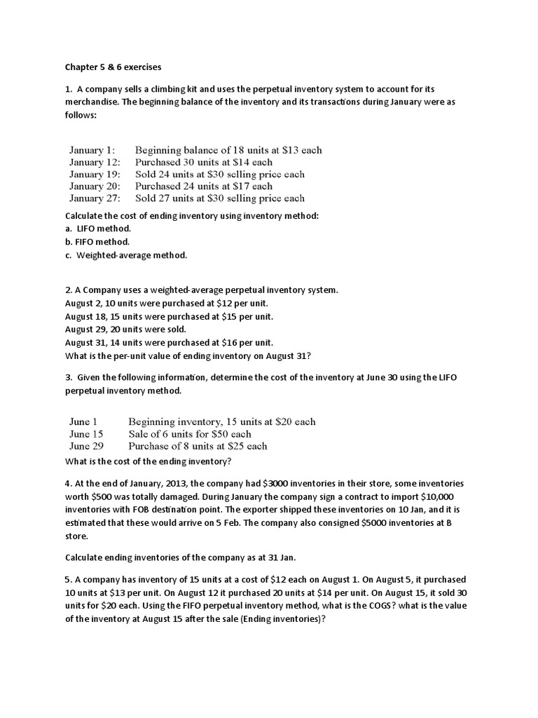Chapter 5, 6 Exercises | PDF | Inventory | Supply Chain Management