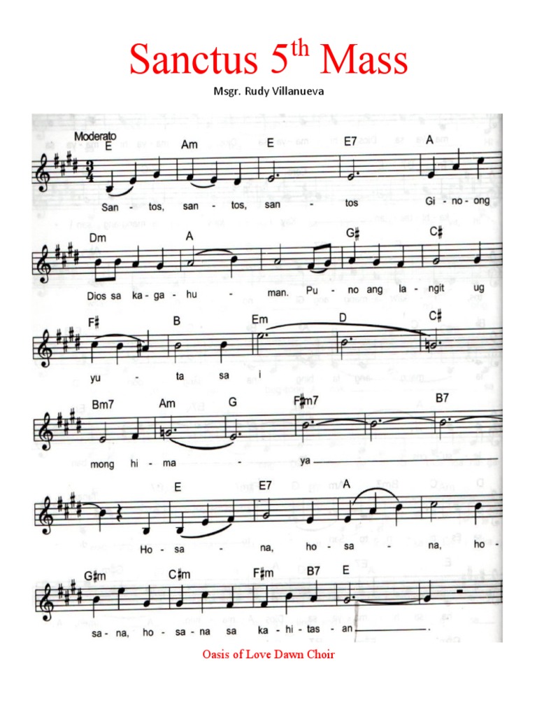 Sanctus 5th Mass Villanueva | PDF