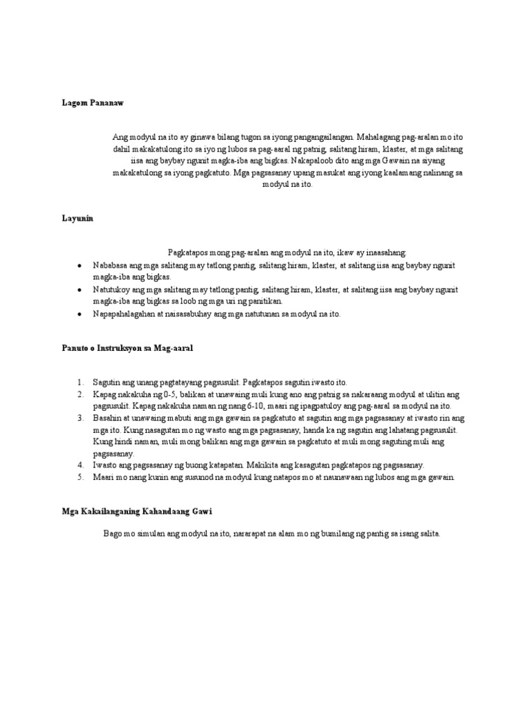 Filipino Module | PDF