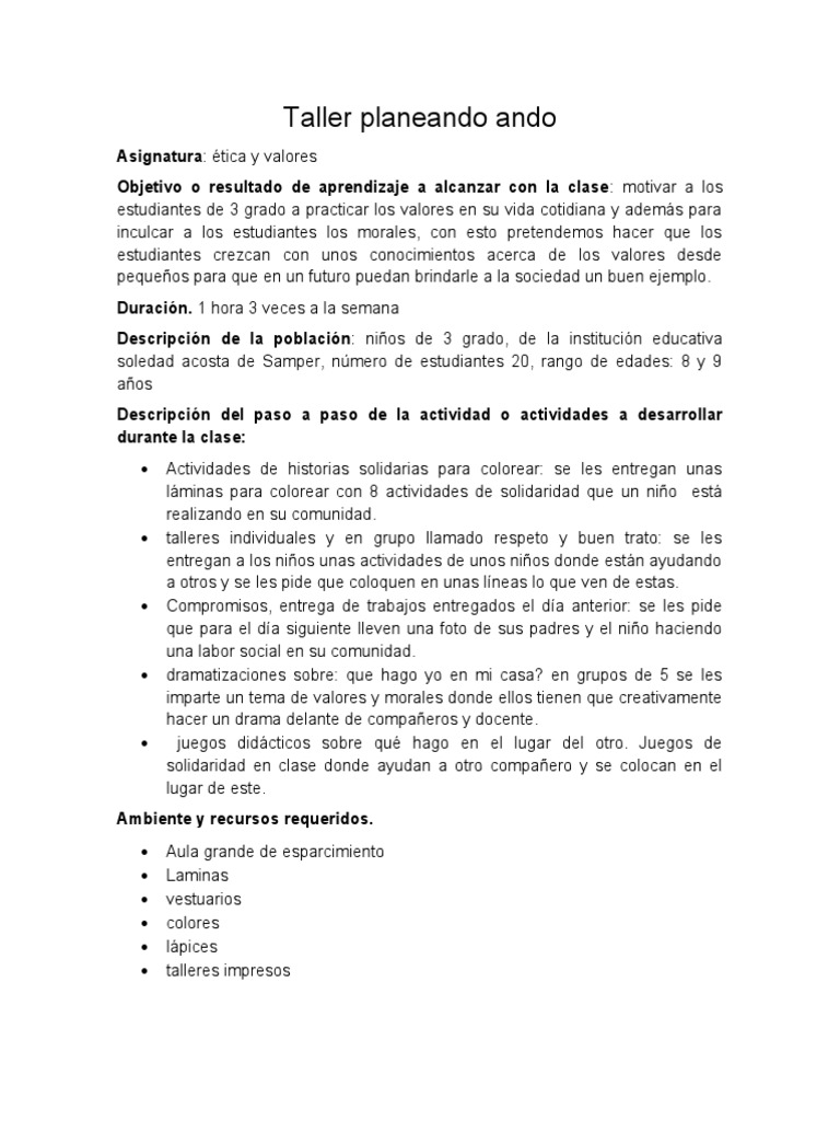 Taller Planeando Ando | PDF
