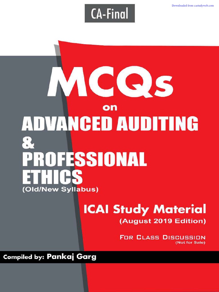 Audit - MCQs of ICAI Compiled by CA Pankaj Garg Sir | PDF | Audit | Internal Control