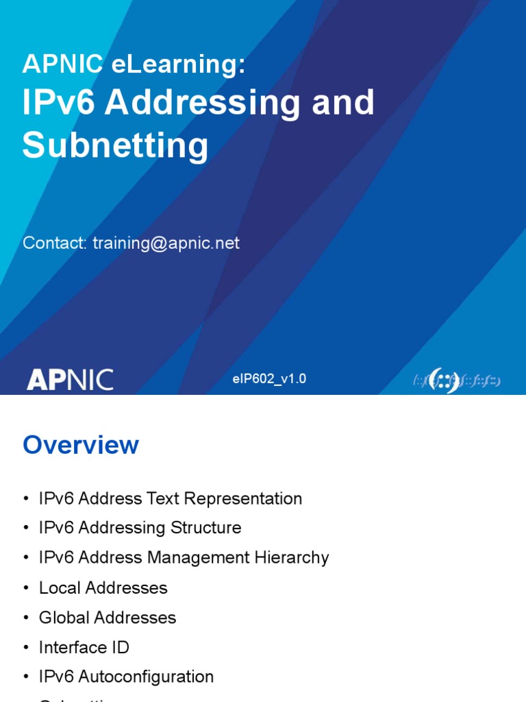 Apnic Elearning:: Ipv6 Addressing and Subnetting | PDF | Network Architecture | Internet Protocols