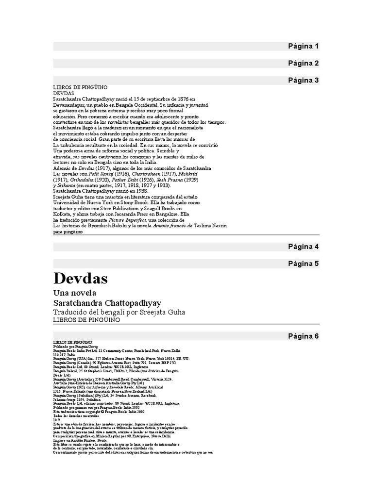 Devdas Es (Google Trad) | PDF | Rabindranath Tagore | Novelas