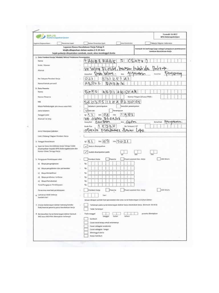 Form BPJS TK Tahap 2 | PDF