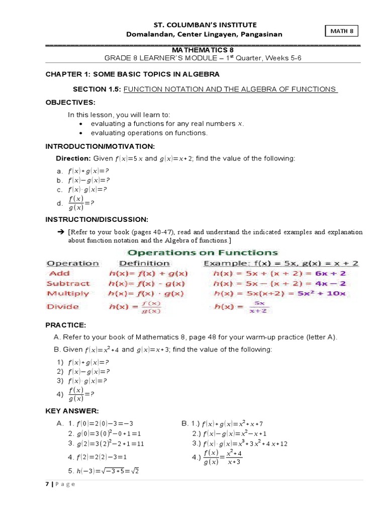 Math 8. Quarter 1. Week 5-6 | PDF | Mathematical Concepts | Algebra