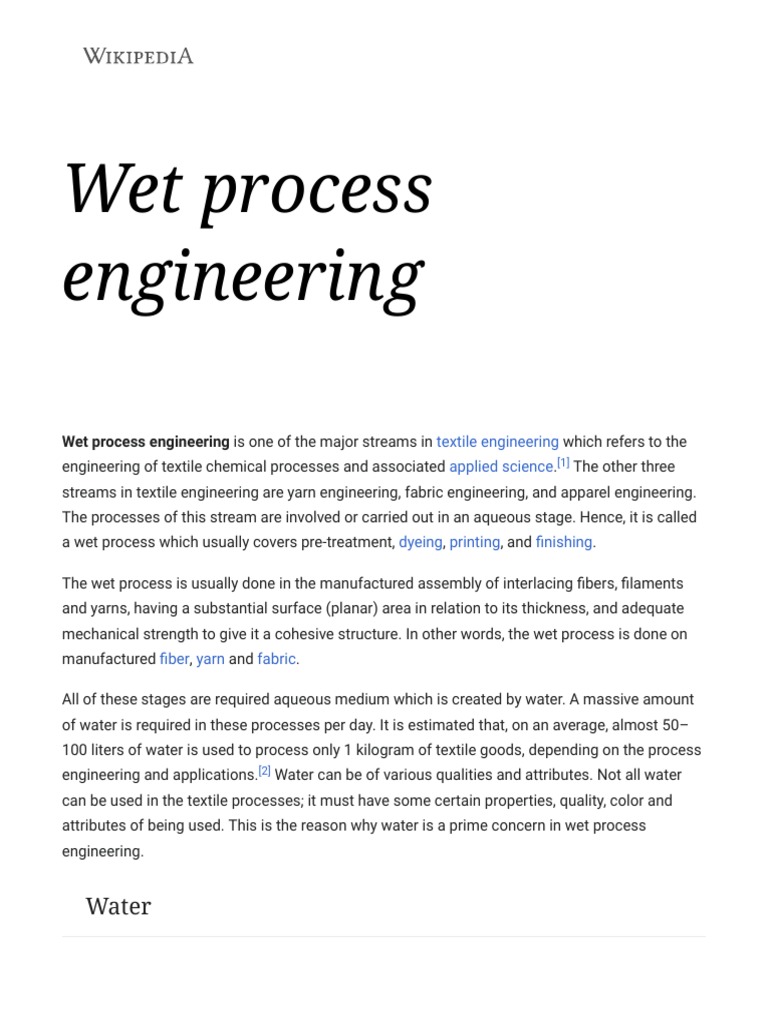 Wet Process Engineering - Wikipedia | PDF | Dye | Dyeing
