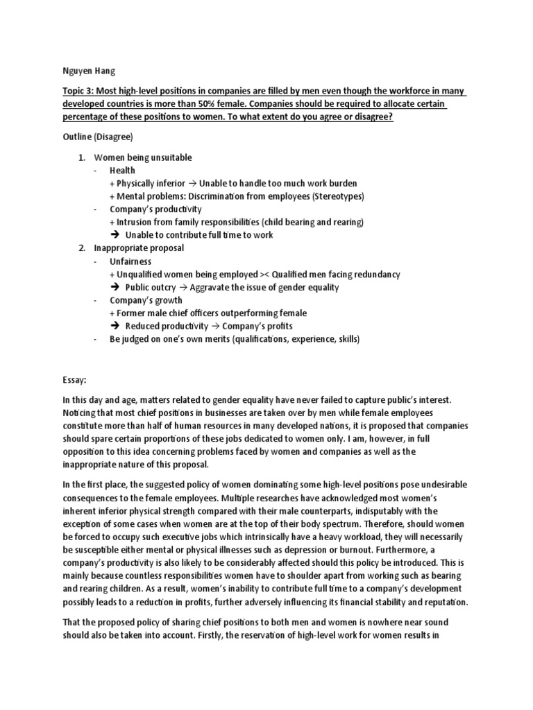 High-Level Positions | PDF | Employment | Gender Studies