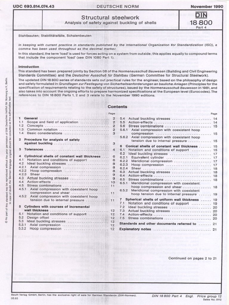 DIN 18 800 Part4 (1990) | PDF | Buckling | Stress (Mechanics)