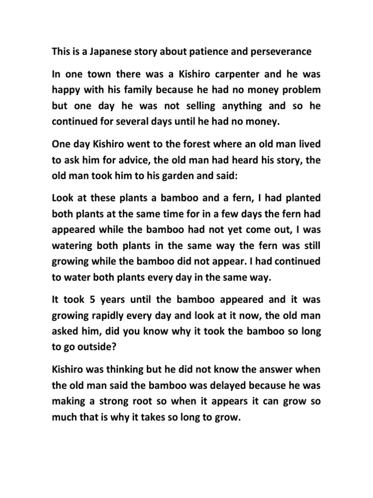 This Is A Japanese Story About Patience and Perseverance | PDF