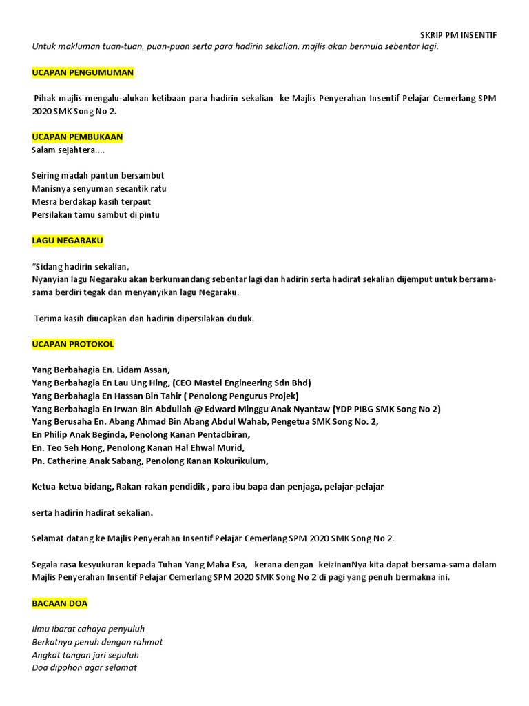 Teks Skrip MC | PDF | Karier & Perkembangan | Bisnis