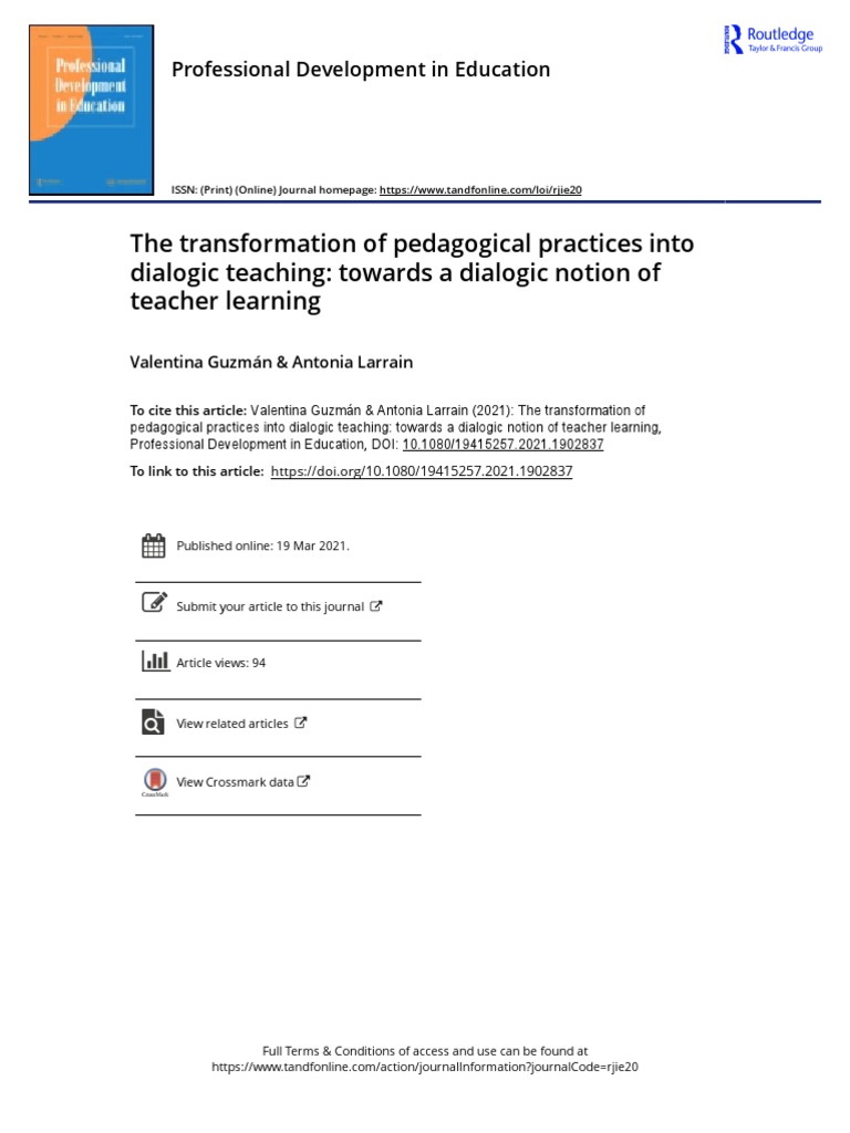 2021 - Guzman y Larrain - The Transformation of Pedagogical Practices Into Dialogic Teaching ...