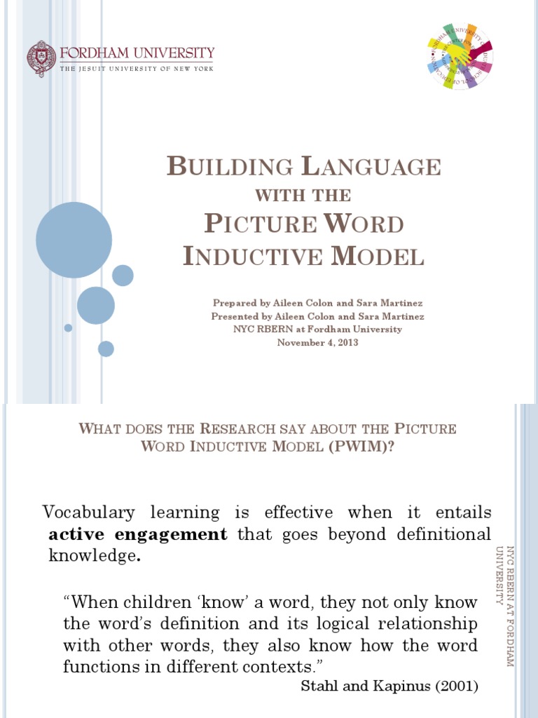 Picture Word Inductive Model | PDF | Phonics | Vocabulary