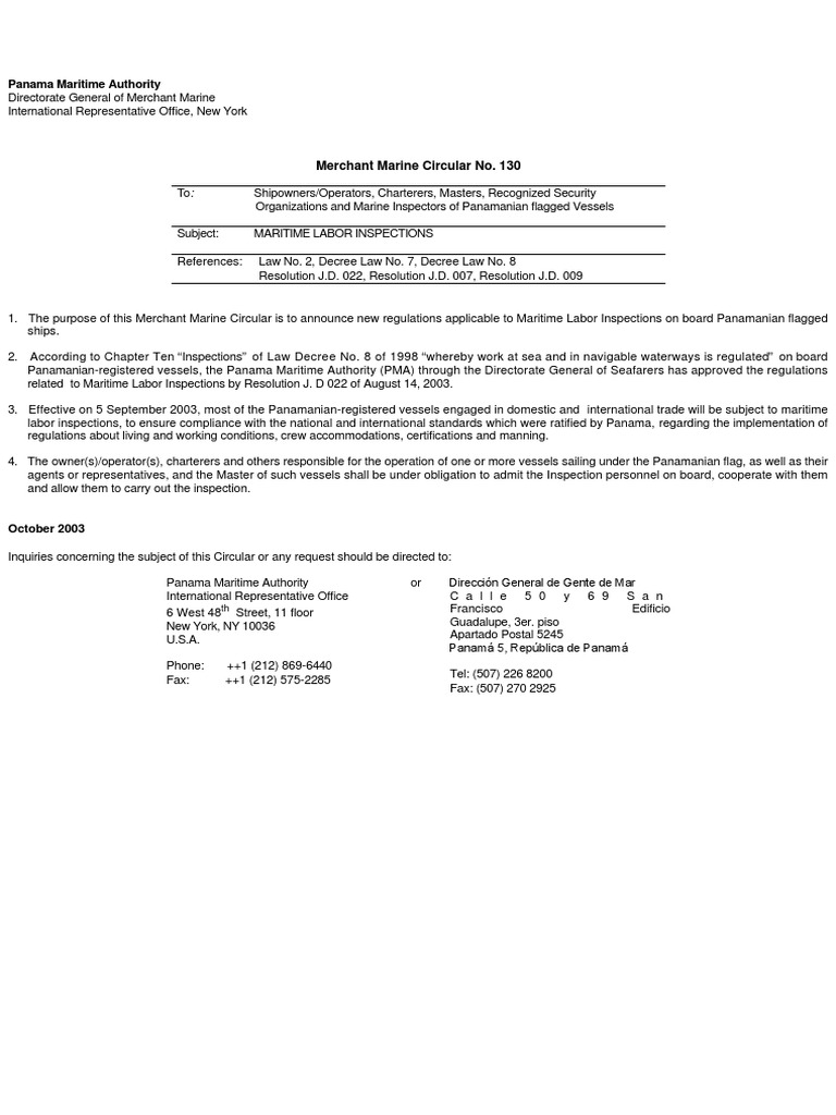 Annex 2-Panama Circular-MLC | PDF | United States Merchant Marine ...