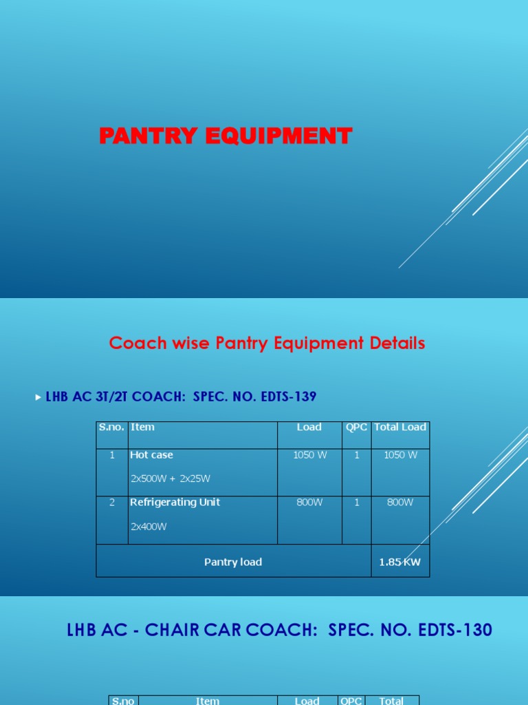 LHB AC Pantry Equipment Specifications | PDF | Refrigerator | Thermostat