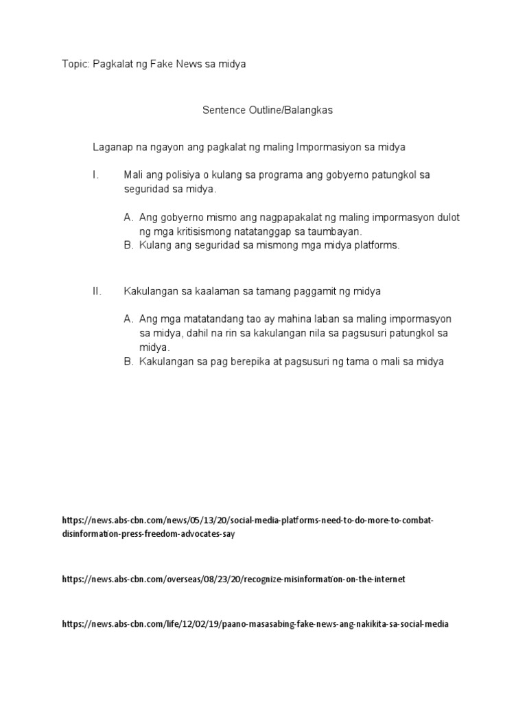 Sentence Outline | PDF