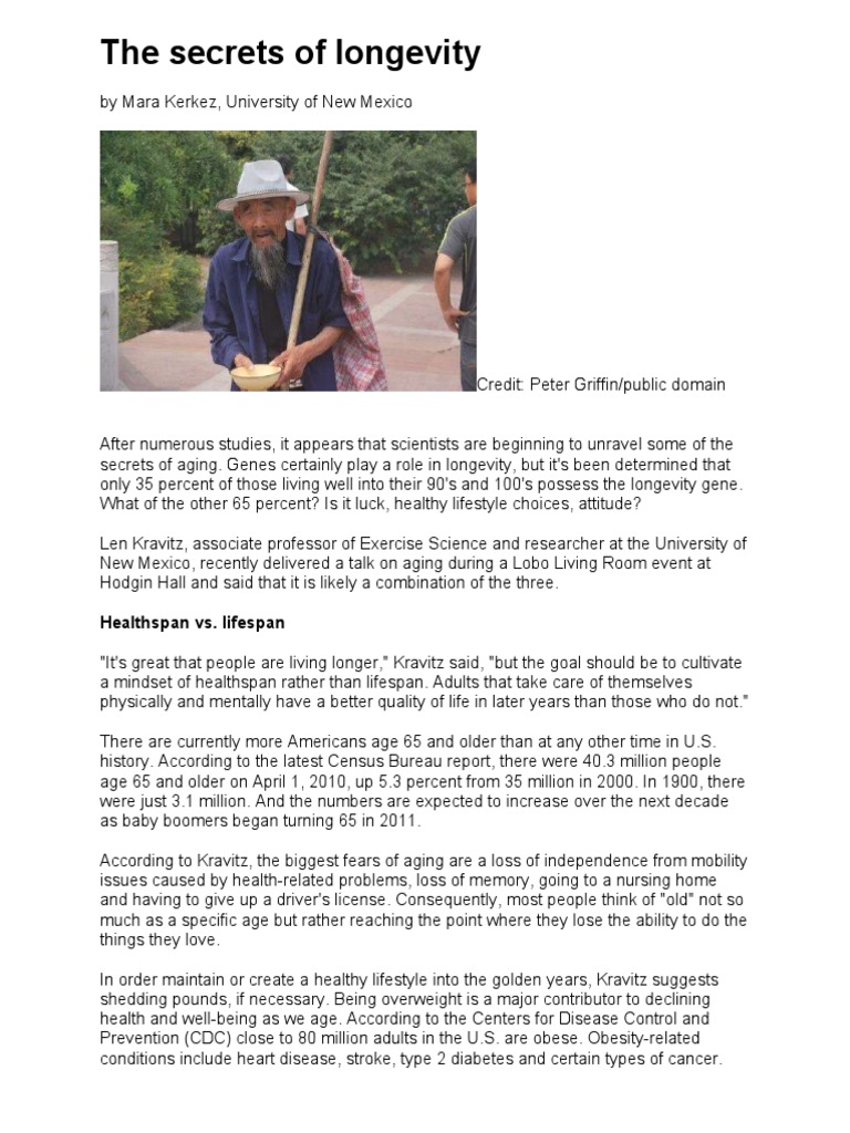 The Secrets of Longevity: Healthspan vs. Lifespan | PDF | Ageing ...