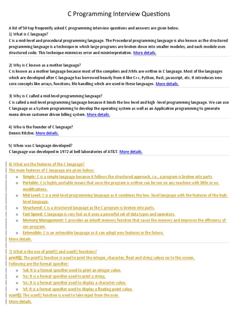 C Programming Interview Questions Pdf Pointer Computer Programming Variable Computer 6242