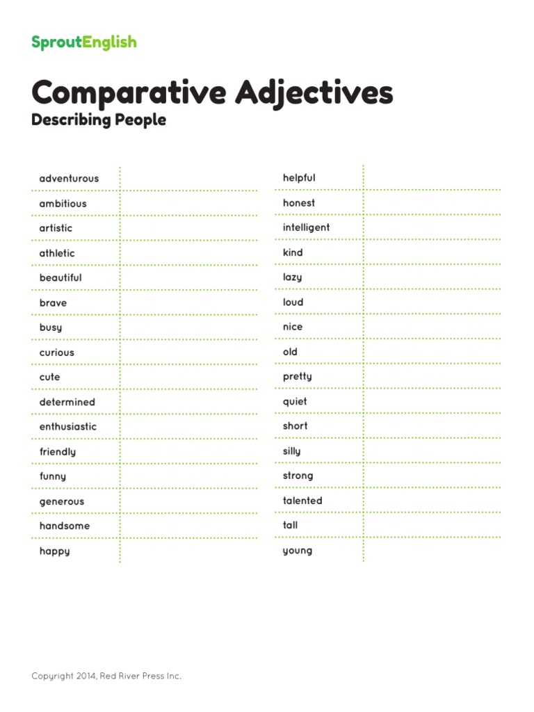Comparative Adjectives For Describing People | PDF | Poetry