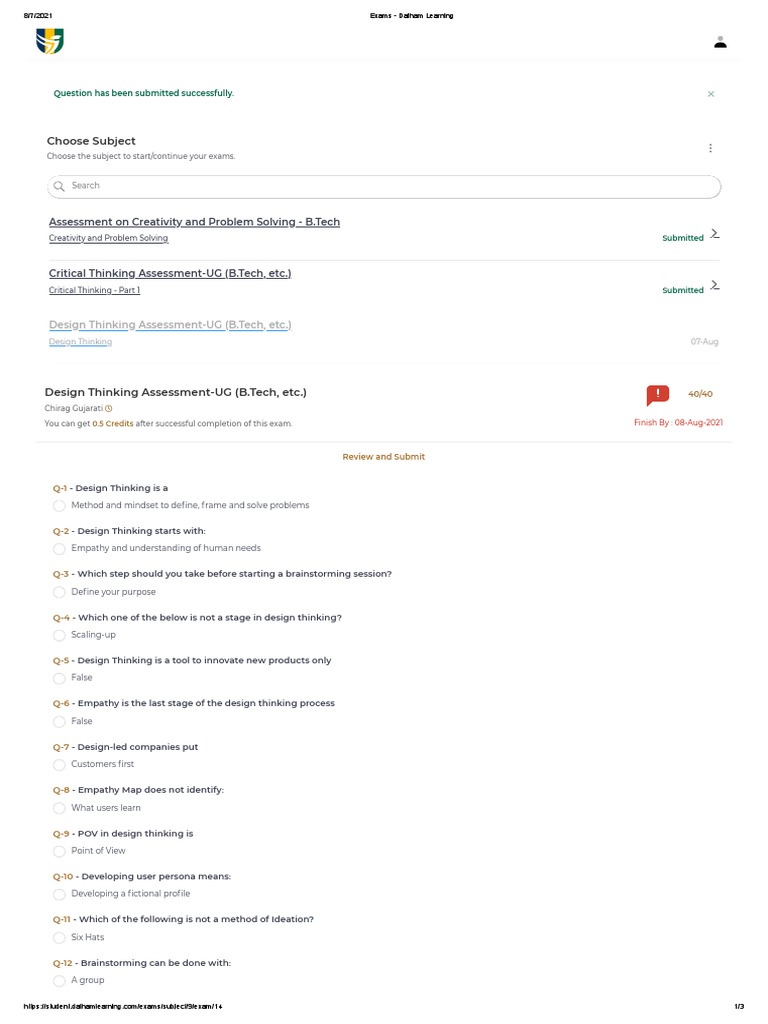 Design Thinking Answer | PDF | Design Thinking | Design
