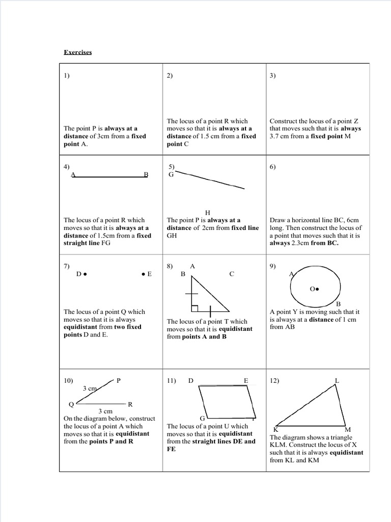 Locus Exercises for Form 3 Maths | PDF