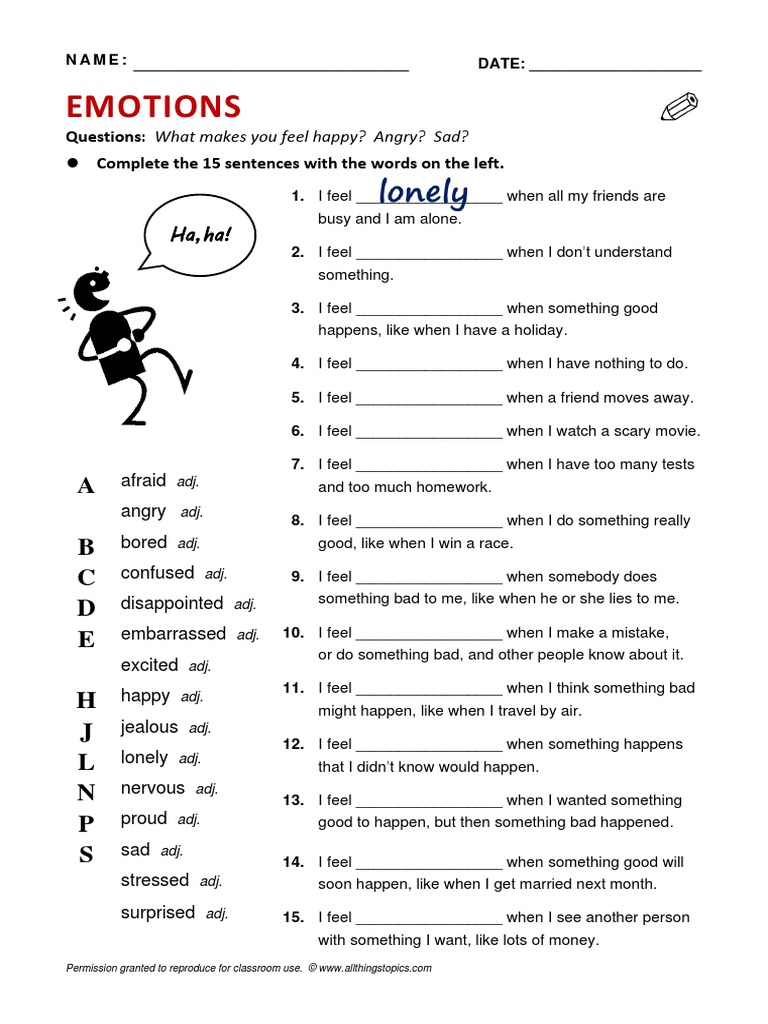 Wordbank 15 Emotions Youtube | PDF