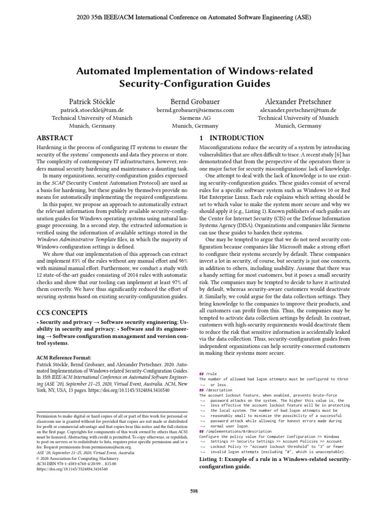 Automated Implementation of Windows-Related Security-Configuration Guides | PDF | Windows ...