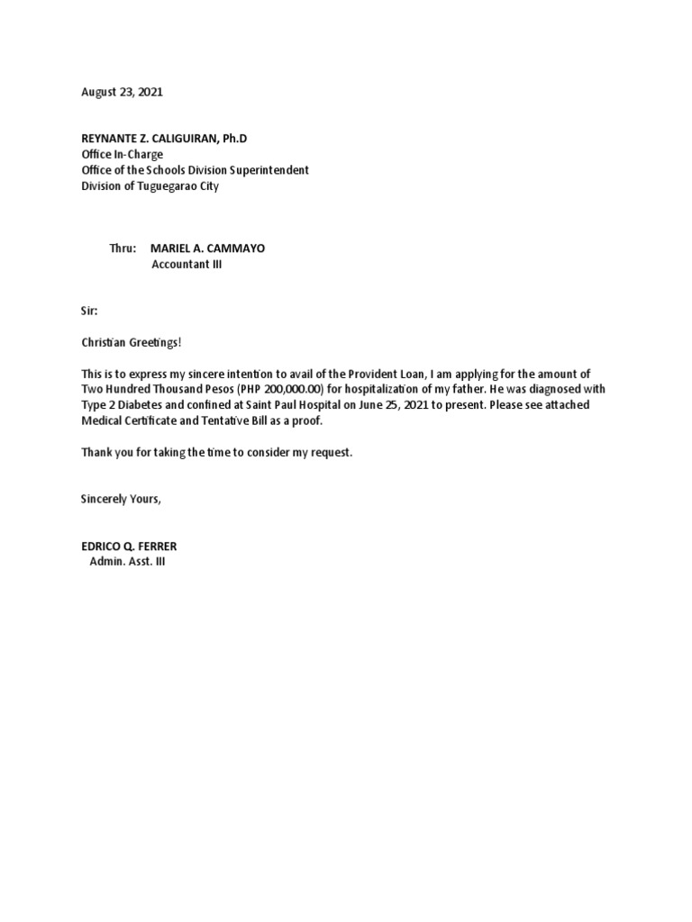 Provident Loan Letter | PDF