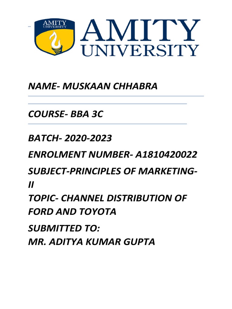 Distribution Channel of Toyota and Ford by Muskaan Chhabra | PDF ...