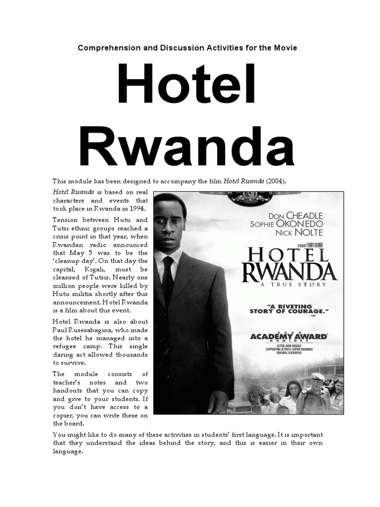 Hotel Rwanda: Comprehension and Discussion Activities For The Movie ...