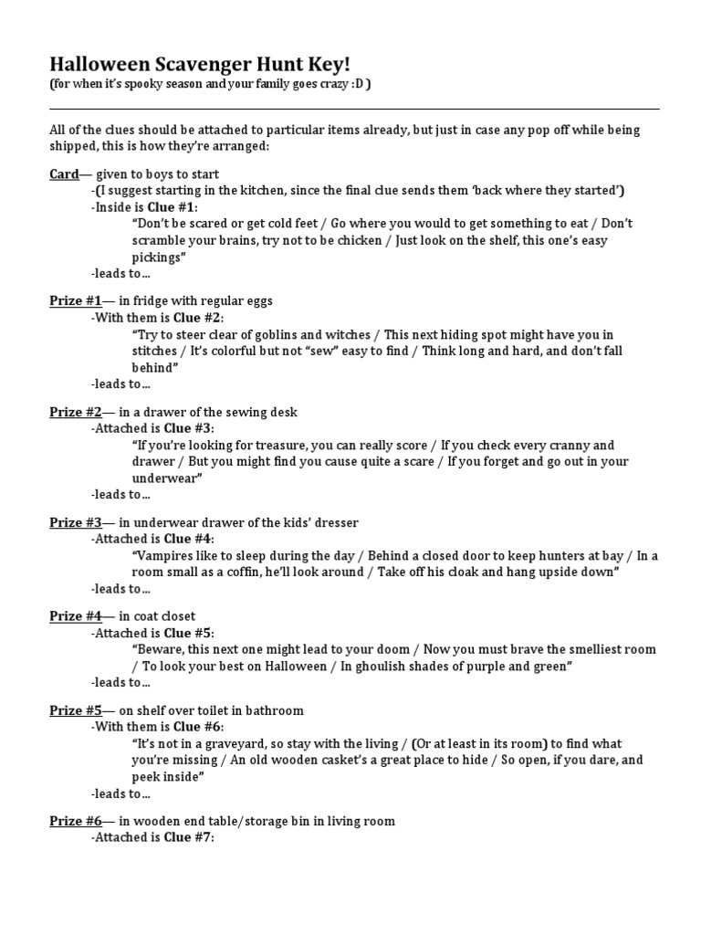 Halloween Scavenger Hunt Guide | PDF
