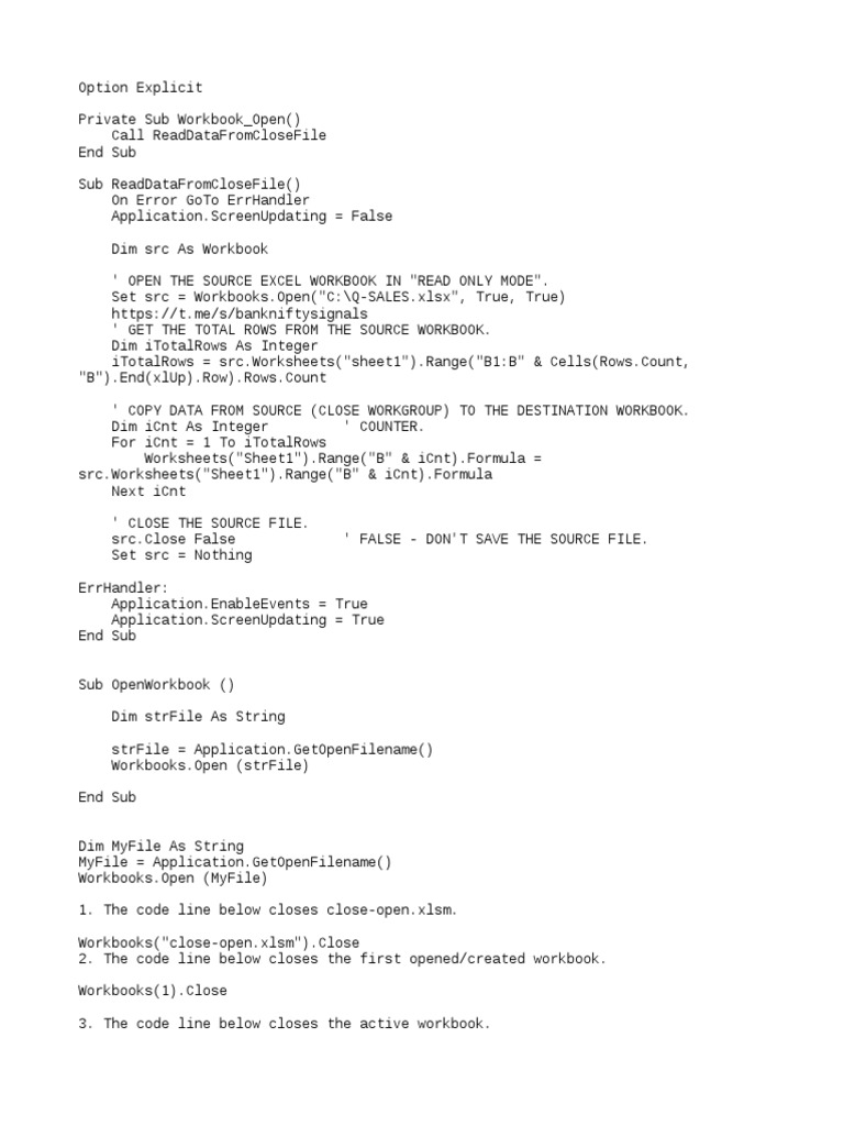 Vba Code | PDF | Microsoft Excel | Worksheet
