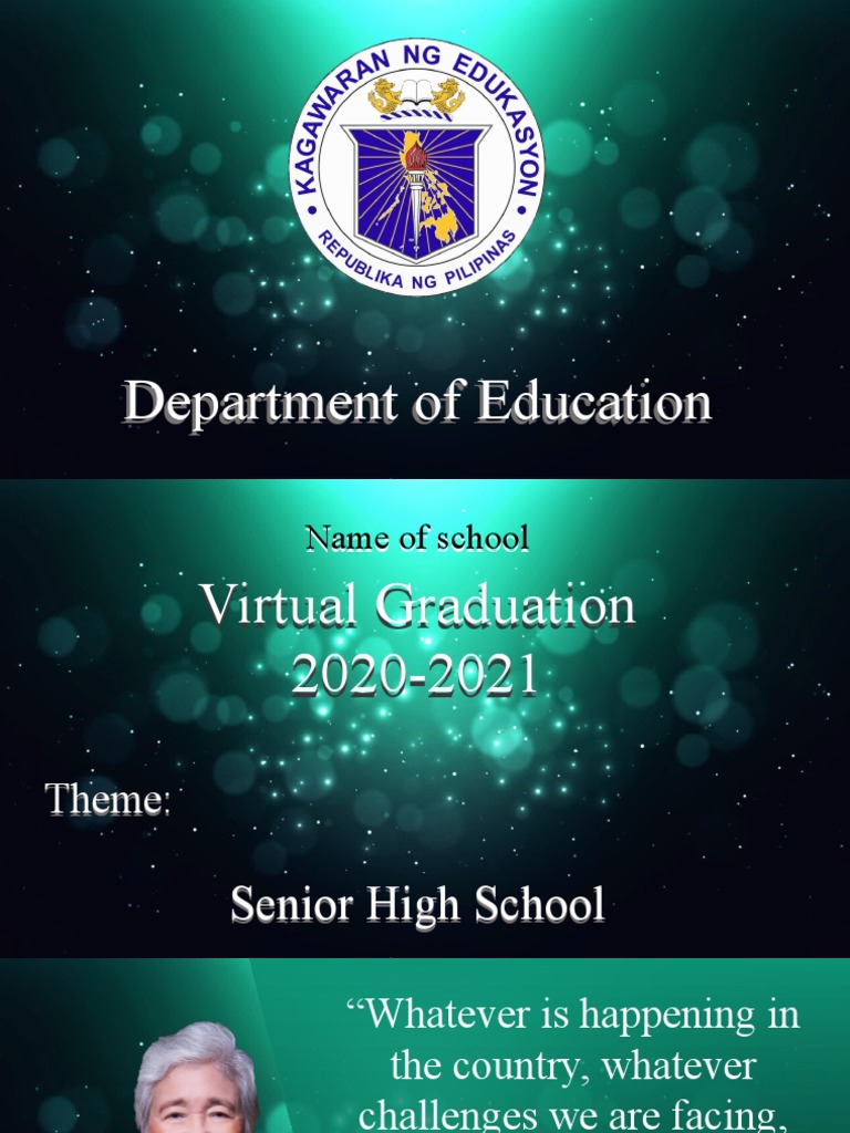 Turqouise-Themed Virtual Graduation Powerpoint Template | PDF