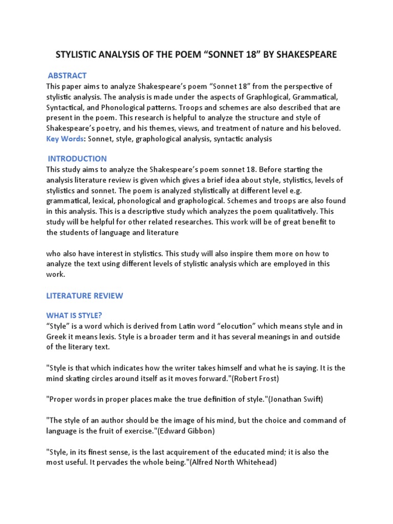 Stylistic Analysis of The Poem | PDF | Sonnets | Poetry