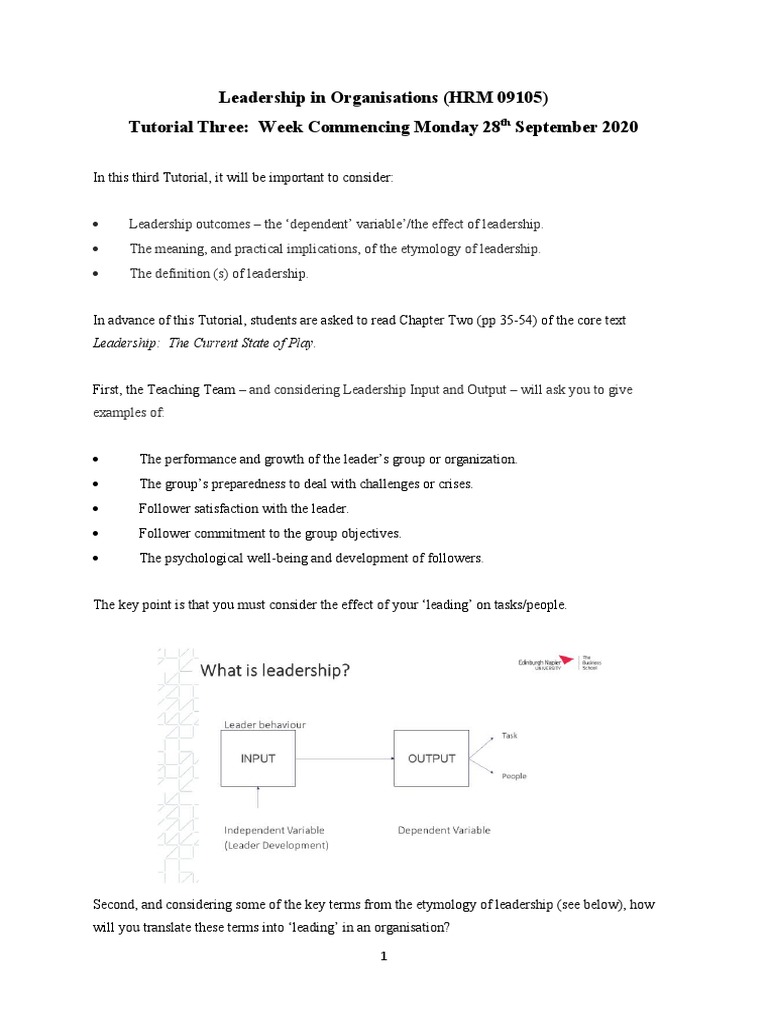ENU Tutorial Three | PDF | Leadership | Cognition