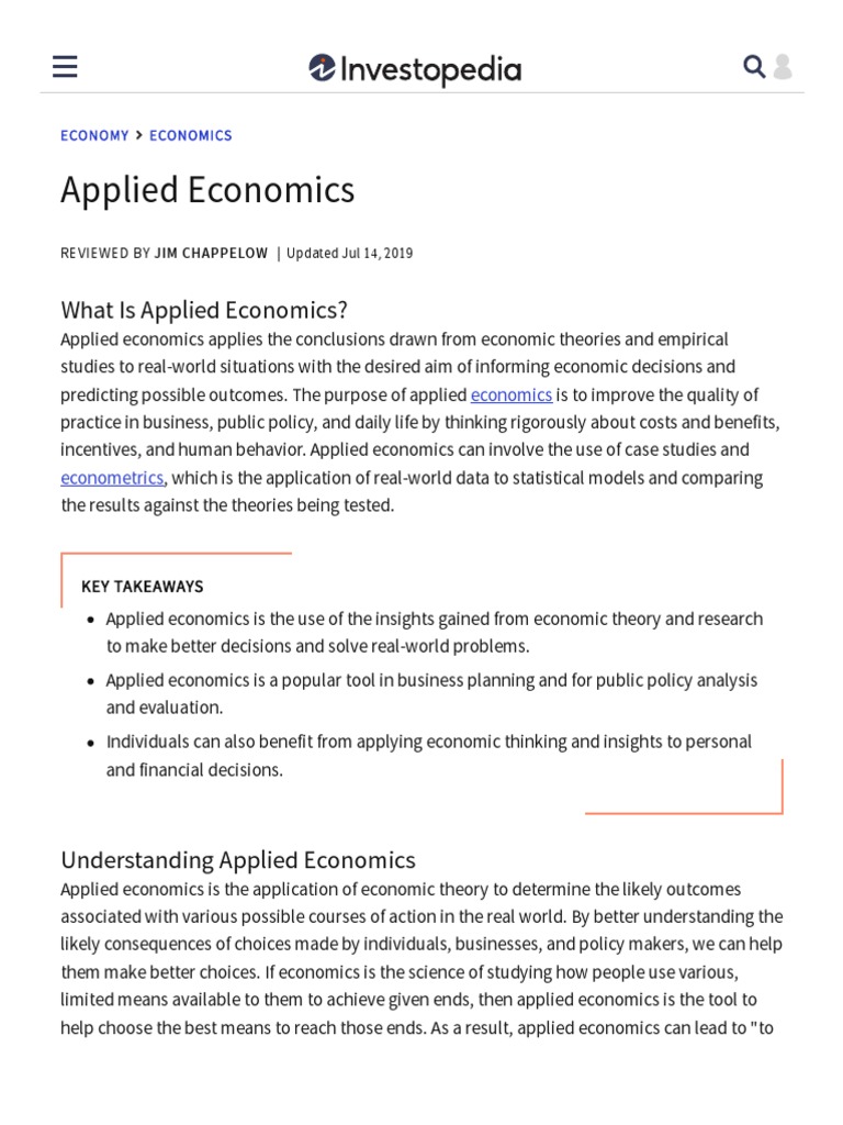 Applied Economics Definition | PDF | Economics | Macroeconomics